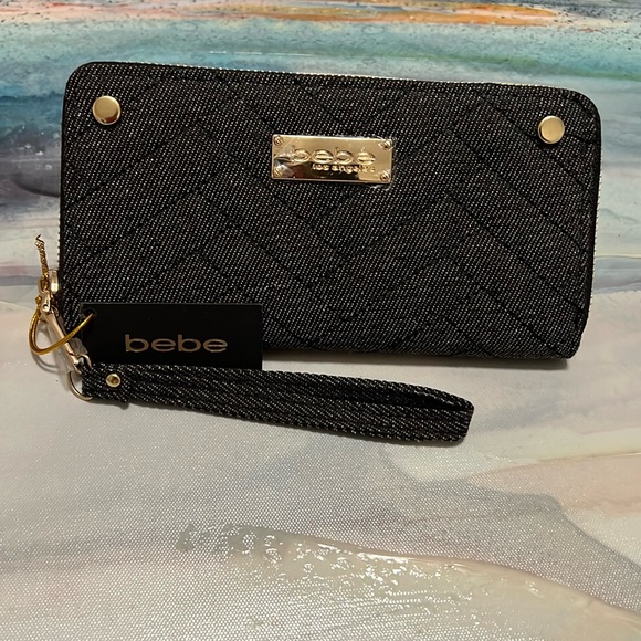 bebe | Bags | Bebe Dark Denim Zip Around Wallet | Poshmark